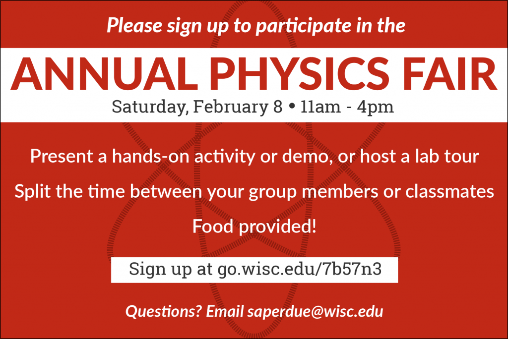 Physics Fair volunteer opportunities – Department of Physics – UW–Madison
