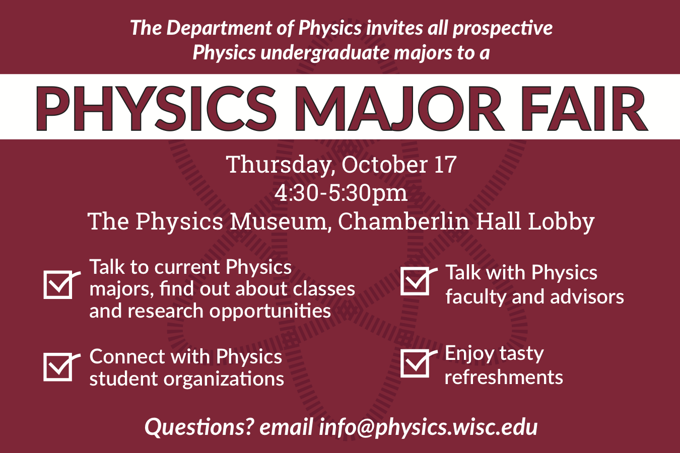 Prospective undergrad majors — join us at our Physics Major Fair ...